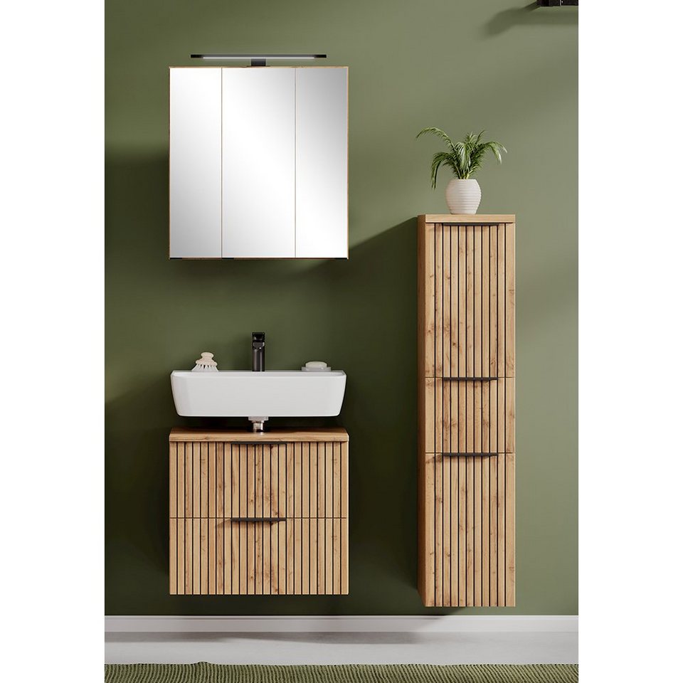 Lomadox Badmöbel Set Livingston 03 Spar Set 3 St Eiche Mit