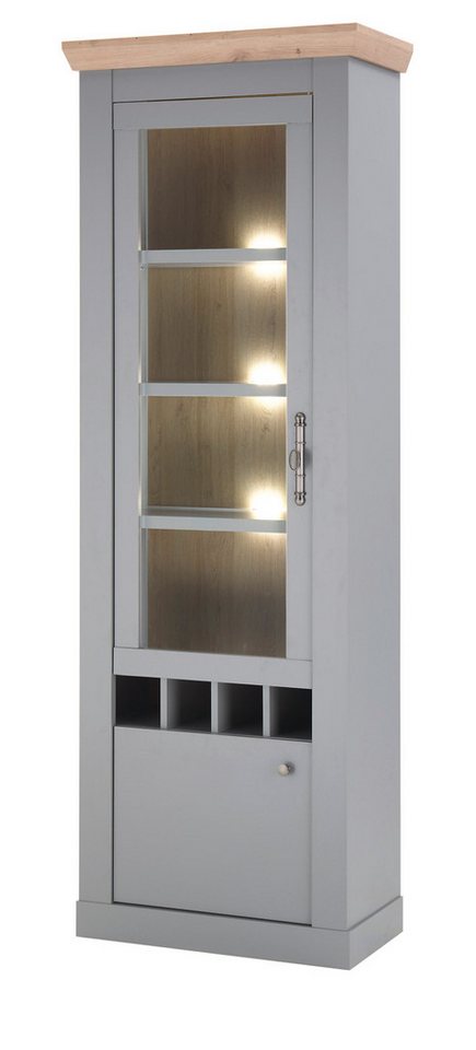 Furndesign Standvitrine Rideau Stauraumvitrine In Grau Mit Artisan