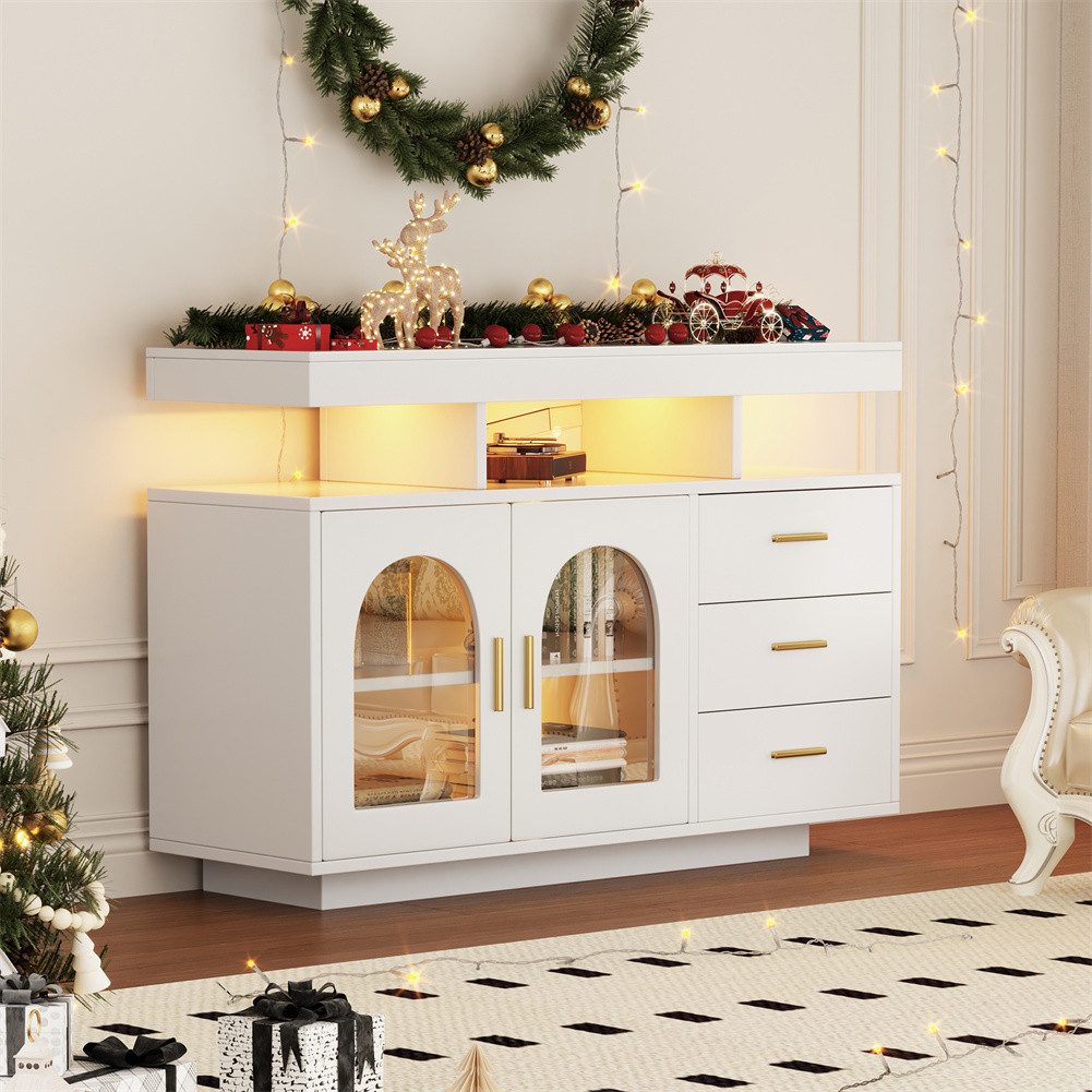 Sweiko Sideboard Buffetschrank Mit 16 Farben Lichtern Kommode Mit 3
