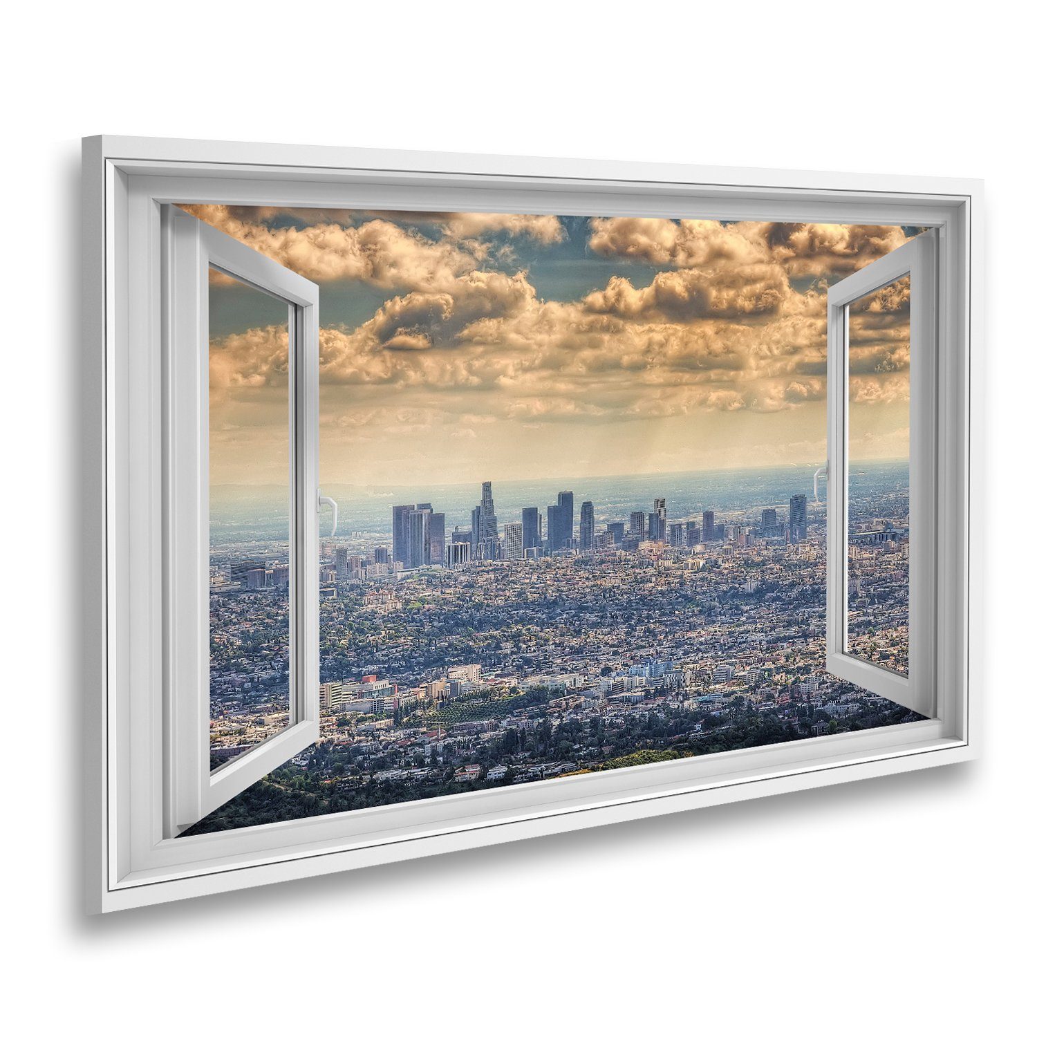 islandburner Leinwandbild Fensterblick Los Angeles vom Hollywood Hügel im Jahr 2015 Sagenhafter