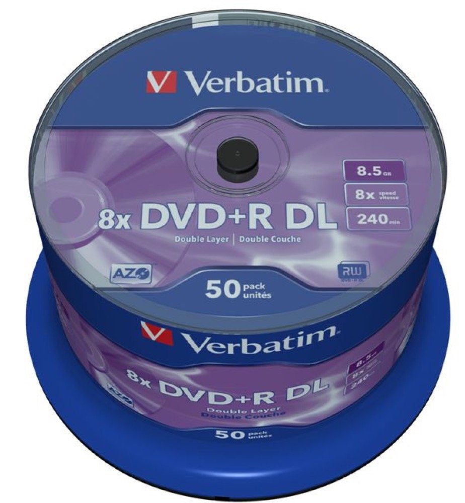 Verbatim DVD-Rohling 50 Verbatim Rohlinge DVD+R Double Layer 8,5GB 8x Spindel