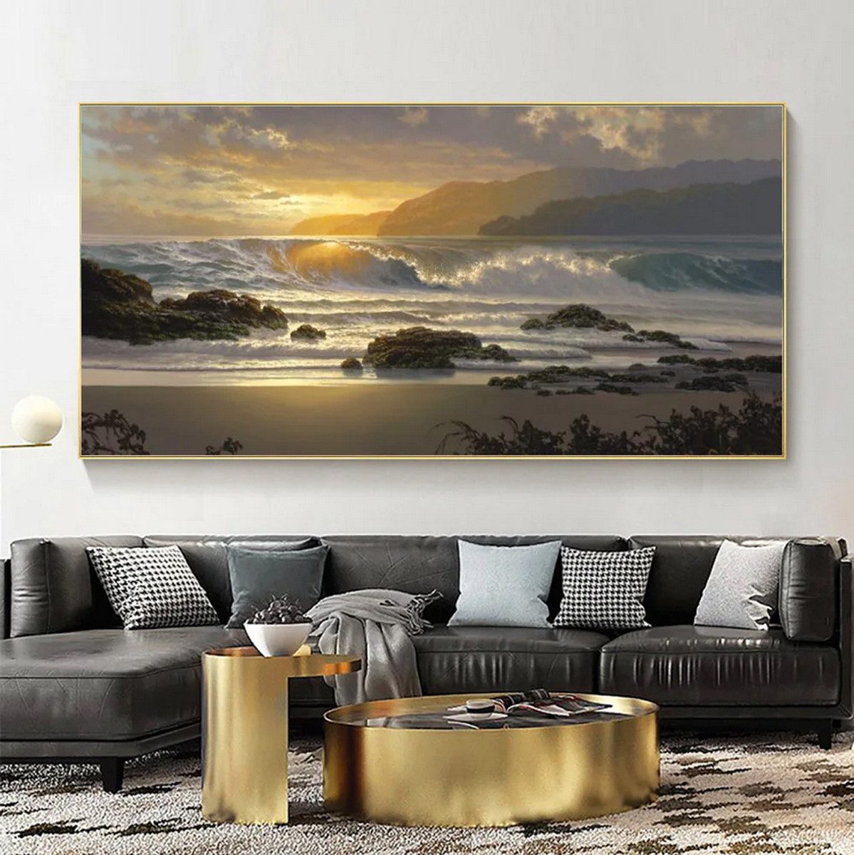TPFLiving Kunstdruck (OHNE RAHMEN) Poster - Leinwand - Wandbild, Wellen Meereslandschaft ...