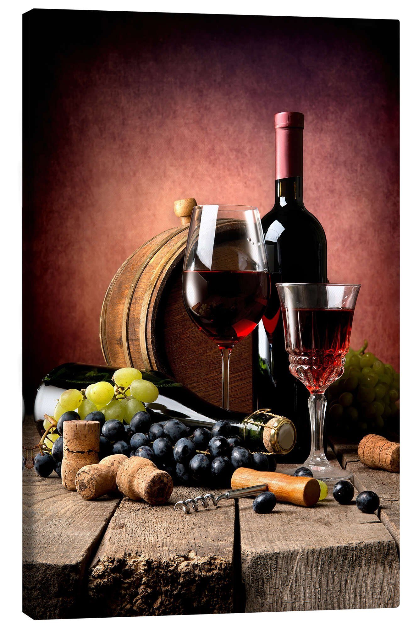 Posterlounge Leinwandbild Editors Choice Rotwein Mit Trauben Und