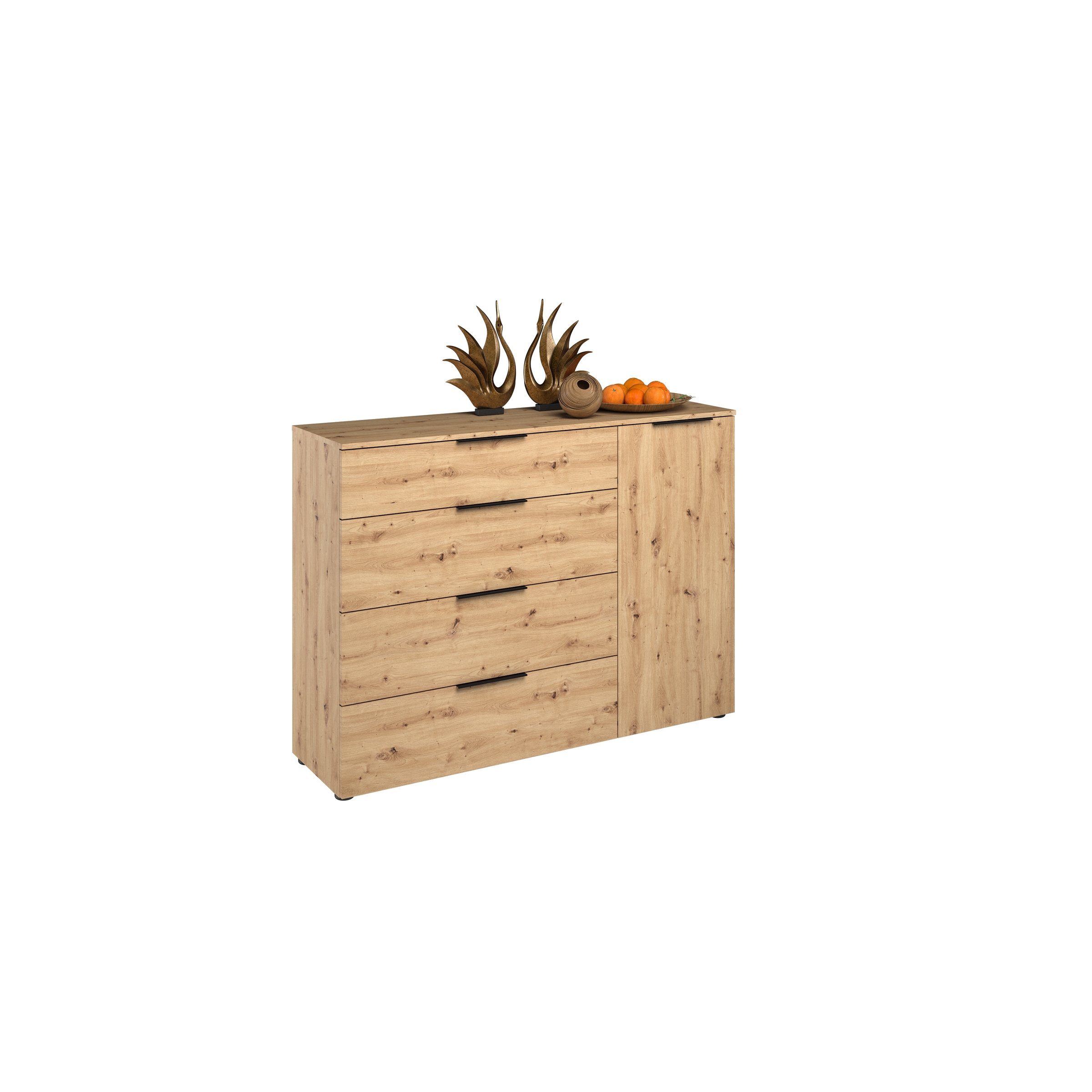 Möbelando Kommode 7106 Bxhxt 135x100x40 Cm In Asteiche Metall