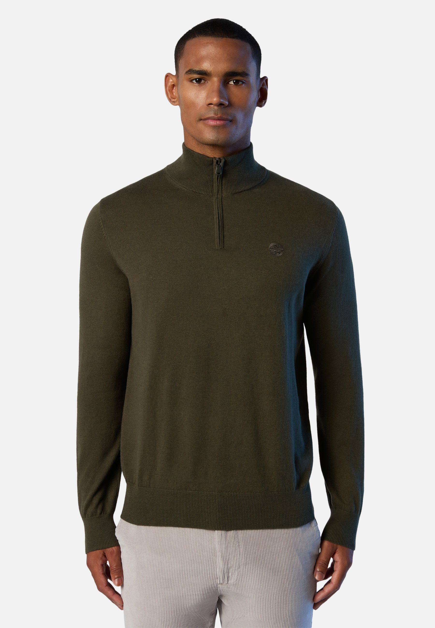 North Sails Strickpullover Pulli mit halbem Reißverschluss und Logo ...