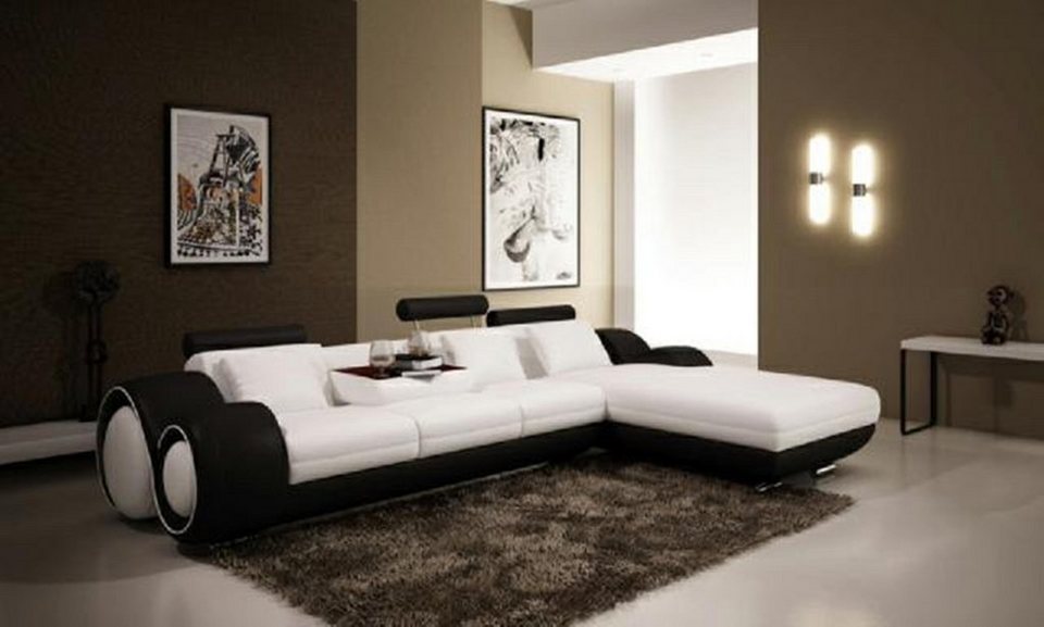 Jvmoebel Ecksofa Modernes Ledersofa Ecksofa Wohnzimmer Couch Polster