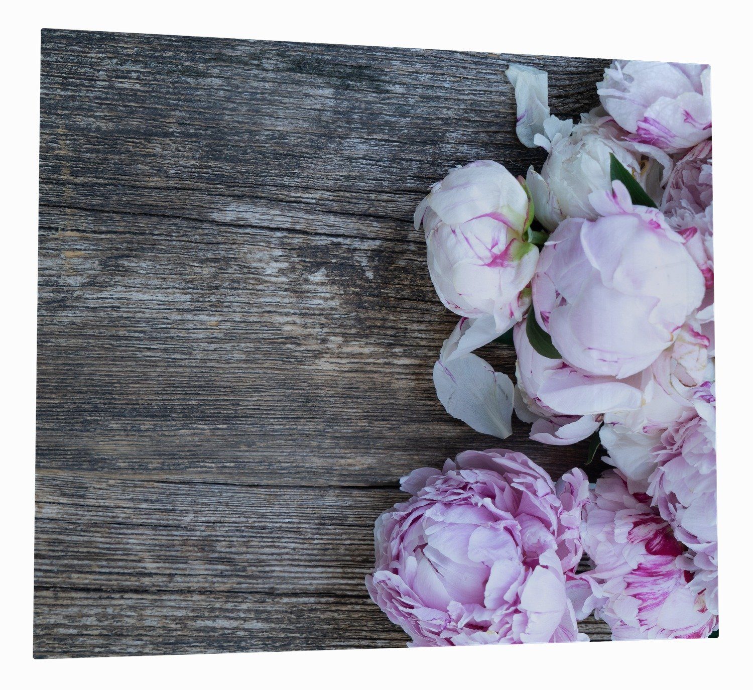 Wallario Herd Abdeckplatte Pinke Blumen Auf Holz Esg Sicherheitsglas