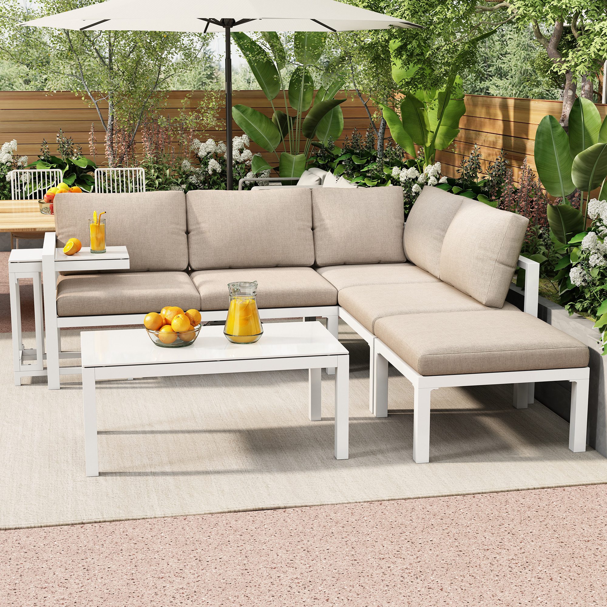 Tavilaecon Gartenlounge Set Eck Lounge Gartenmöbel Set Mit