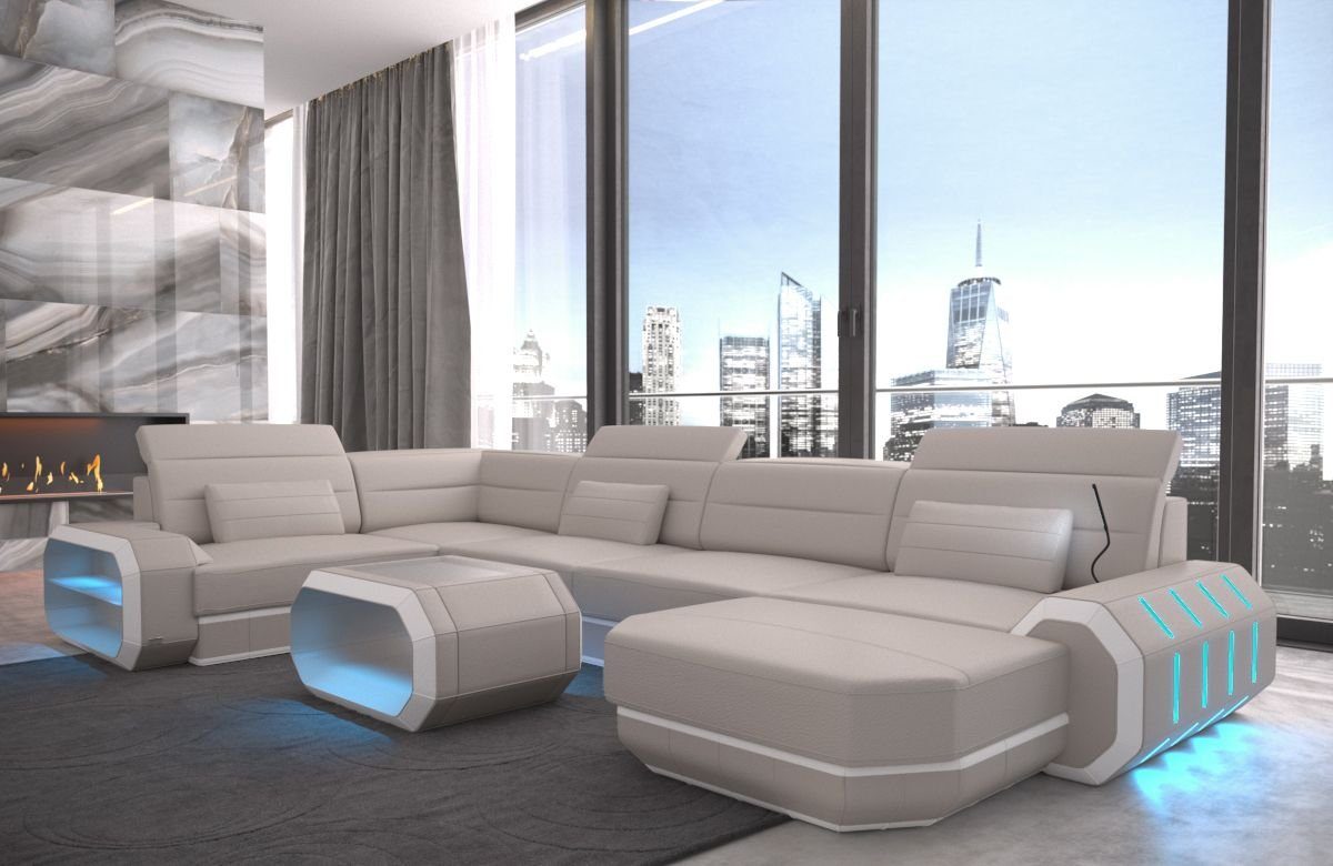 Sofa Dreams Wohnlandschaft Roma U Form Ledersofa Mit Led