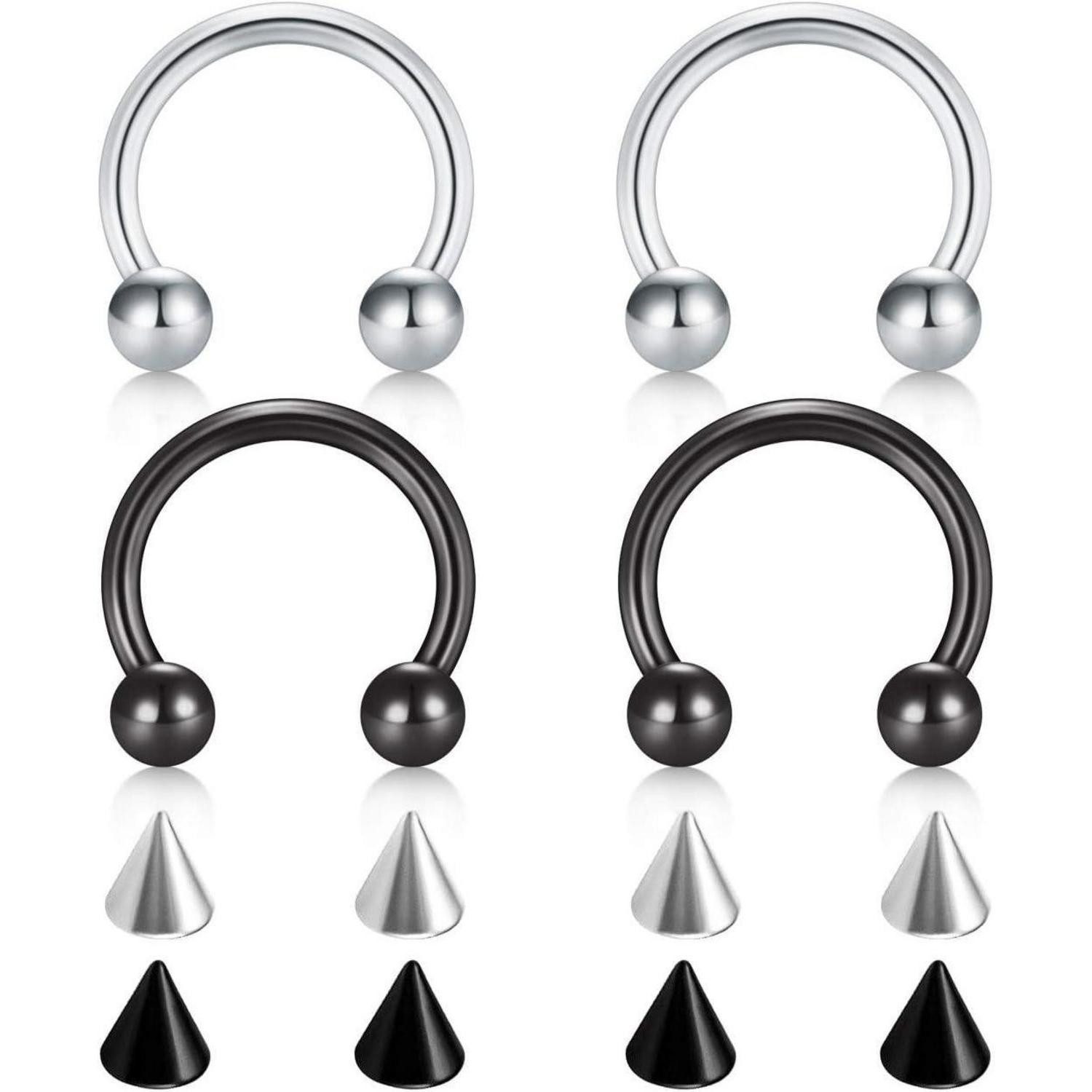 LAURITAMI Nasenpiercing 6stk Septum Piercing Nasenring Set 1.2mm ...