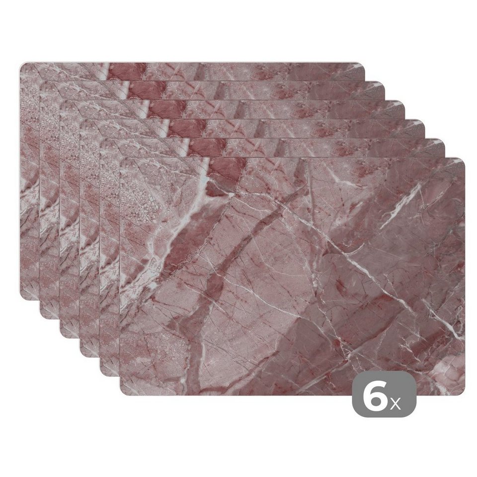 Platzset Rosa Granit Kieselsteine Weiß Muchowow 6 St