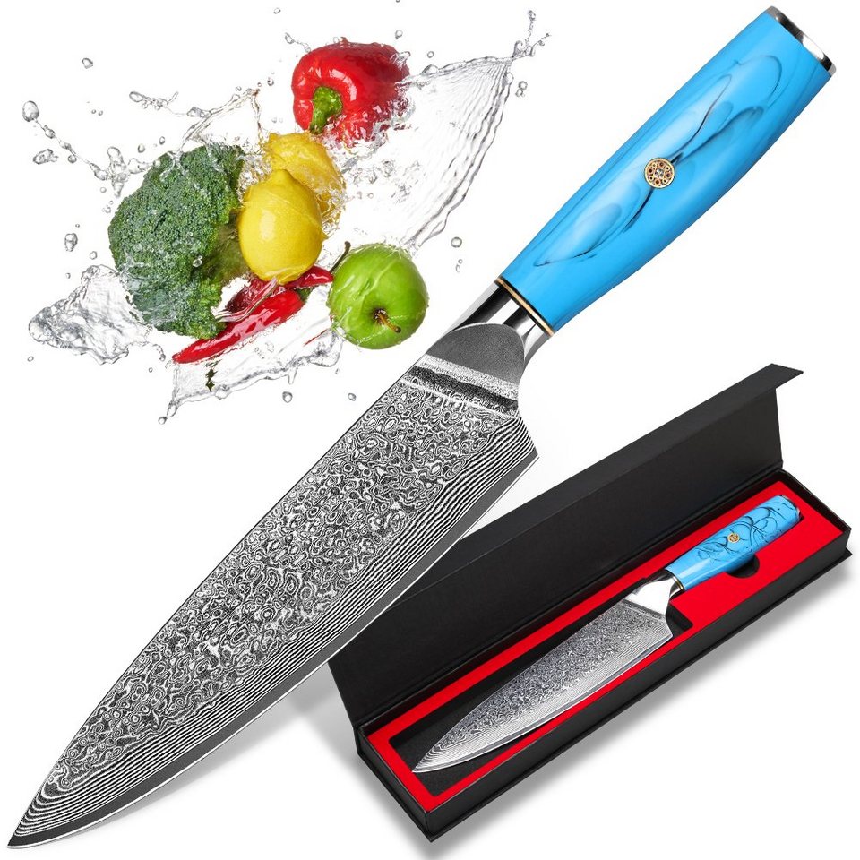 Keenzo Damastmesser Damast Kochmesser 20cm Küchenmesser Aus Vg10