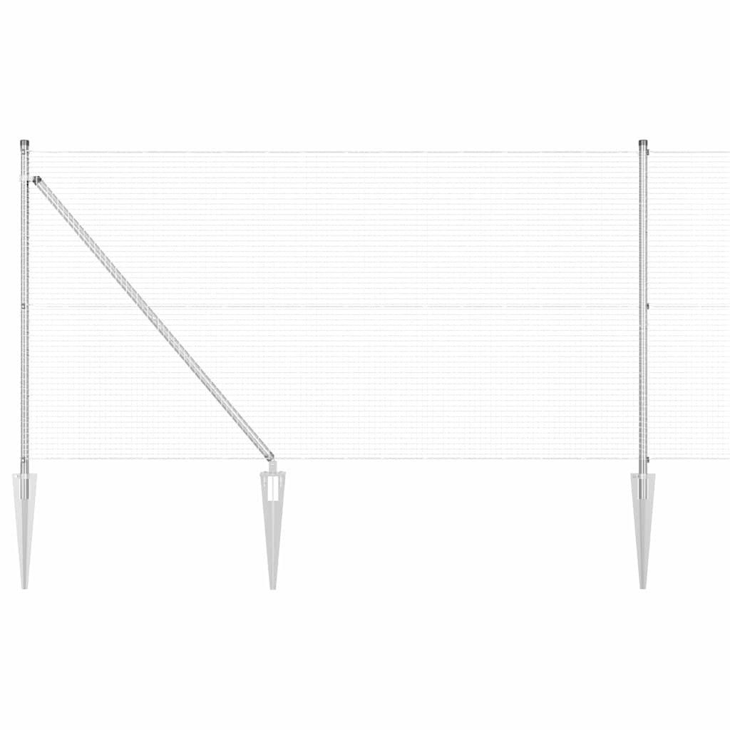 vidaXL Gartenzaun Schweißdrahtzaun mit Spikes Stahl Silber Netz, (1-St ...