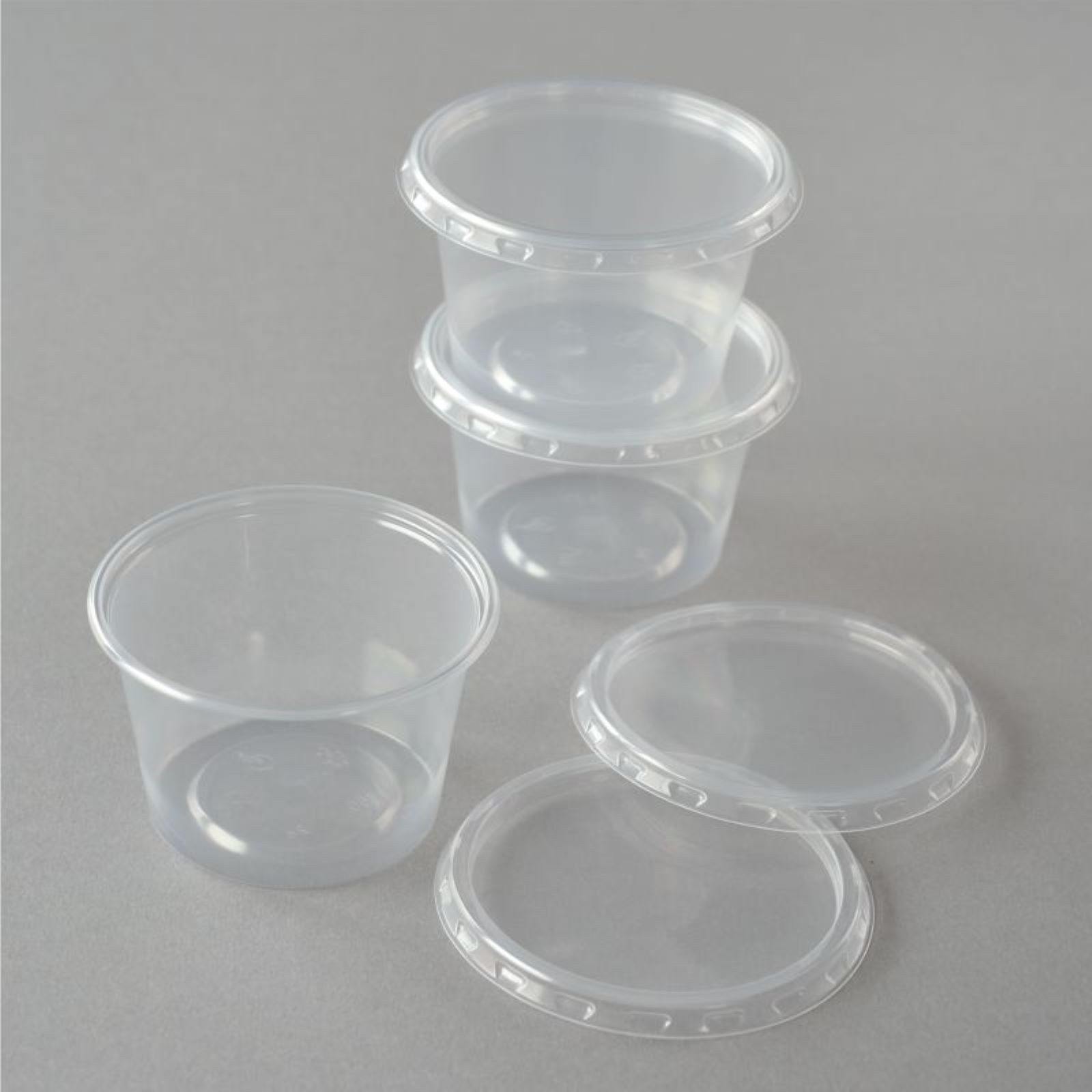 Einwegbecher 500 Stück Dressingbecher mit Deckel, transparent, 100 ml rund PP, Saucenbecher ...