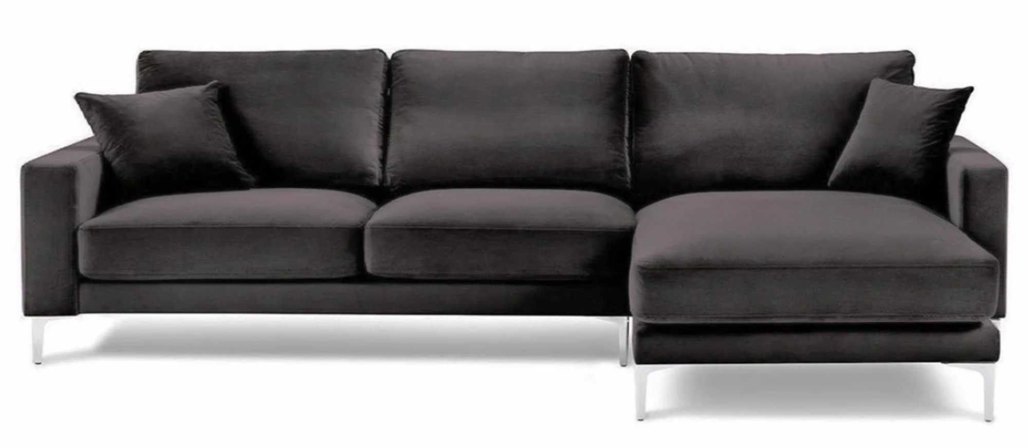 JVmoebel Ecksofa, Schwarz Samt Ecksofa Stoff Wohnzimmer Design Couchen ...