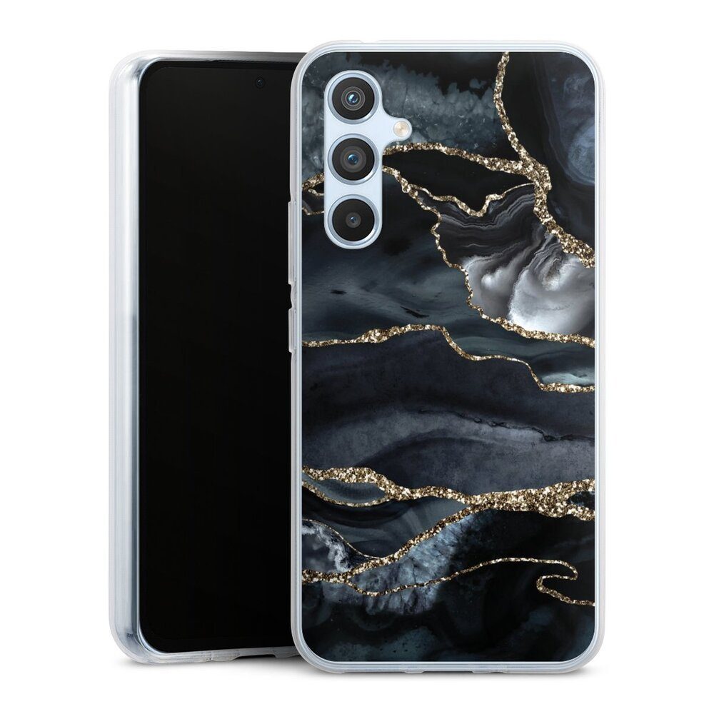 Deindesign Handyhülle Glitzer Look Marmor Trends Dark Marble Gold