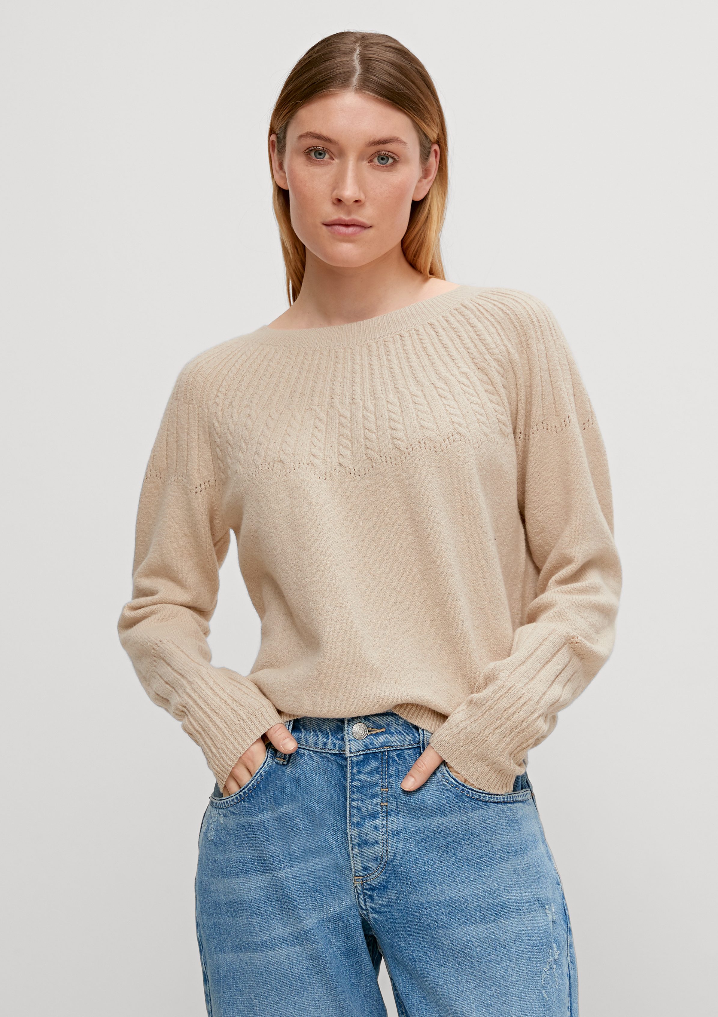 Comma Casual Identity Langarmshirt Pullover Mit Strickmuster