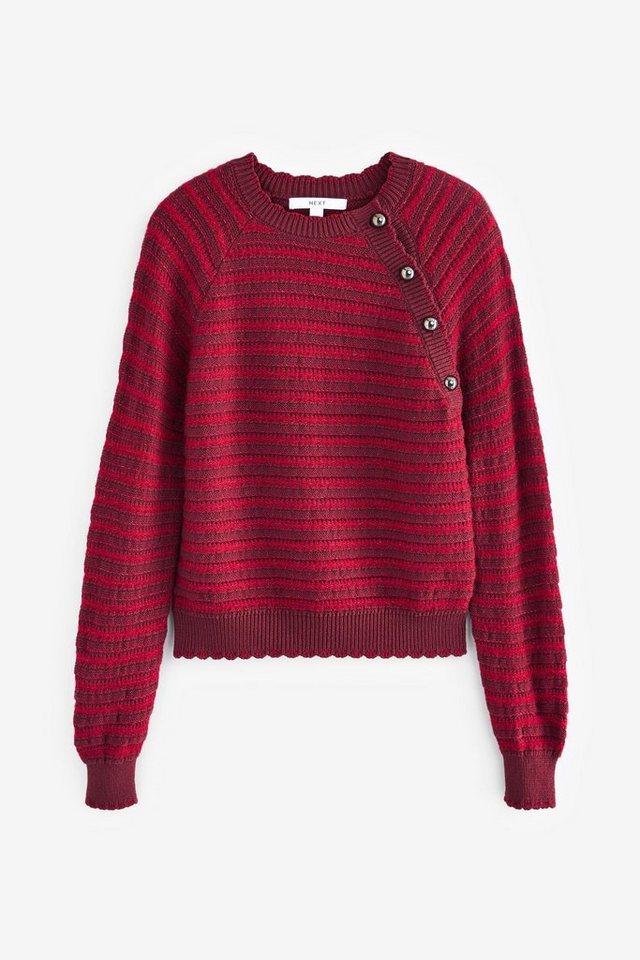 Next Rundhalspullover Pullover Mit Knopf Und Glitzerstreifen 1 Tlg
