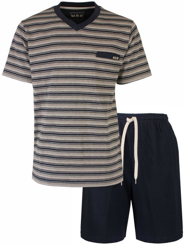 Meq Schlafanzug Herren Pyjama Kurz Shorty 2 Tlg Modisches Design