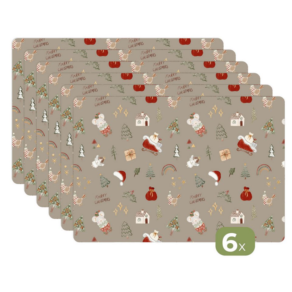 Muchowow Platzset Weihnachten Muster Weihnachtsbaum Tiere
