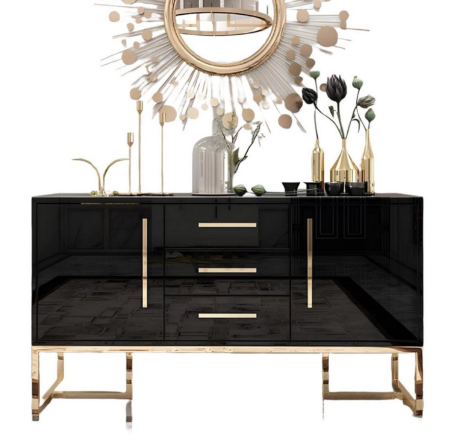 Jvmoebel Sideboard Schwarz Hochglanz Sideboard Modern Möbel Holz