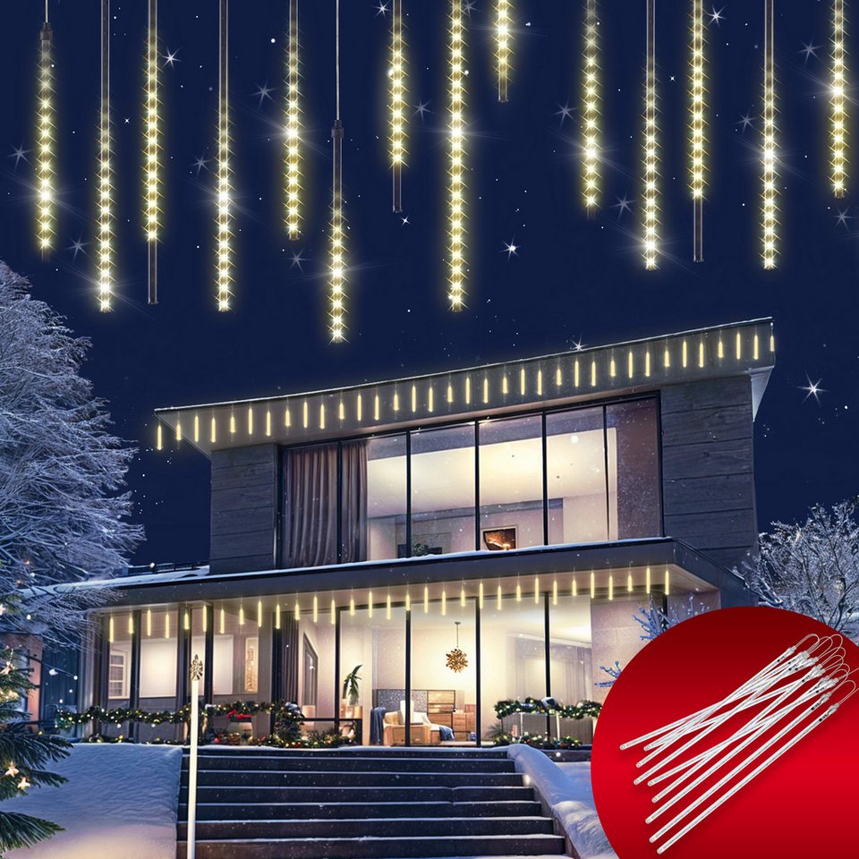 Monzana Lichterkette Meteorschauer 480 Led Außen Wasserdicht 10 Röhre 50cm