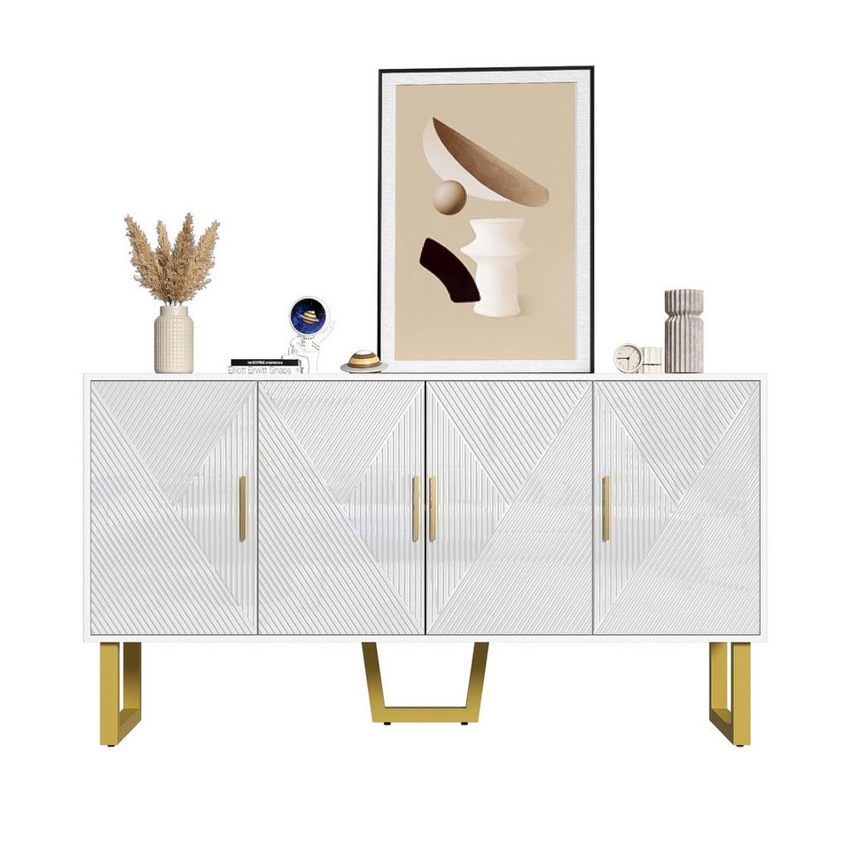 Modfu Sideboard Mit Höhenverstellbare Regale Kommode 1 St 4 Türen