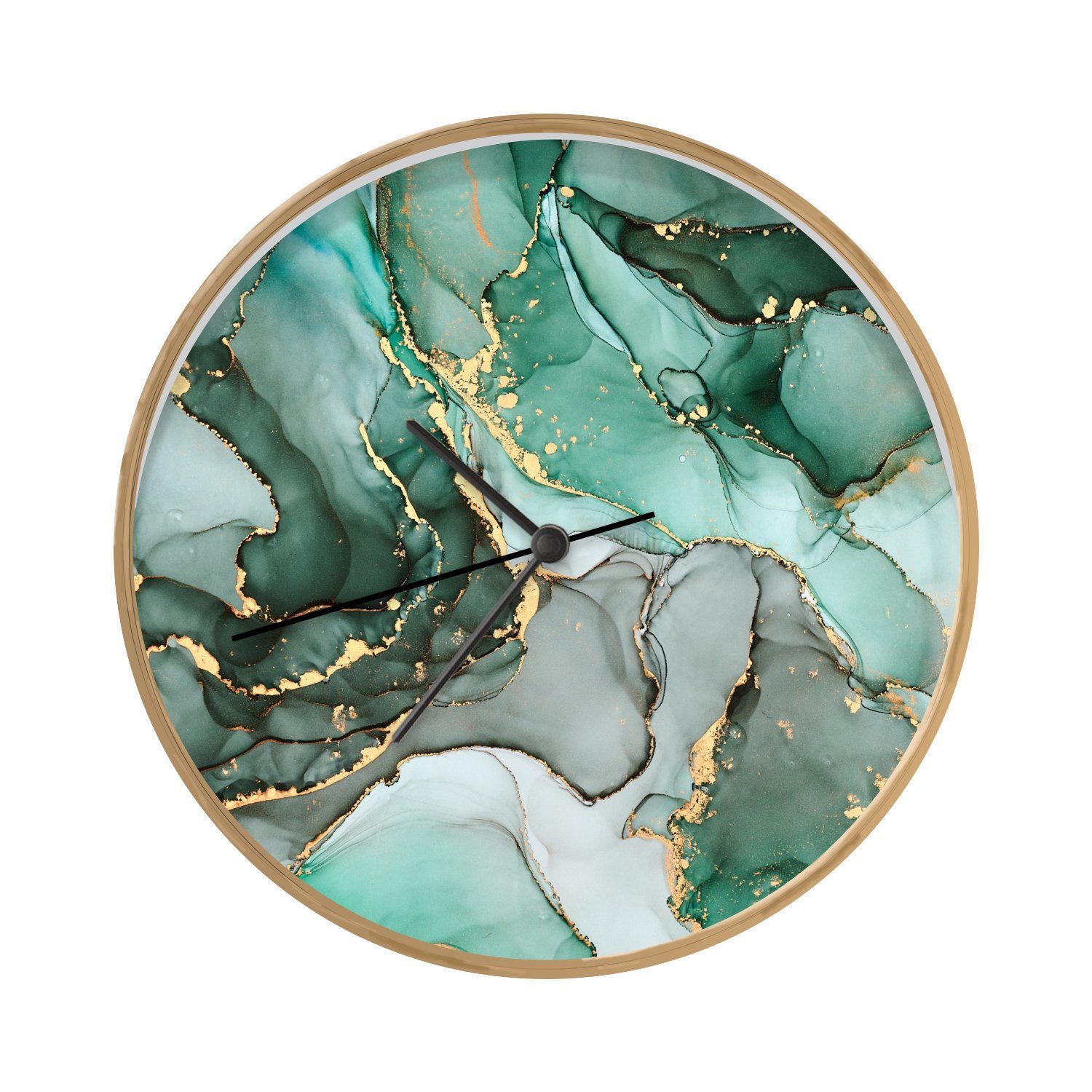 Muchowow Wanduhr Gold Marmor Grün Luxus Marmoroptik Grau