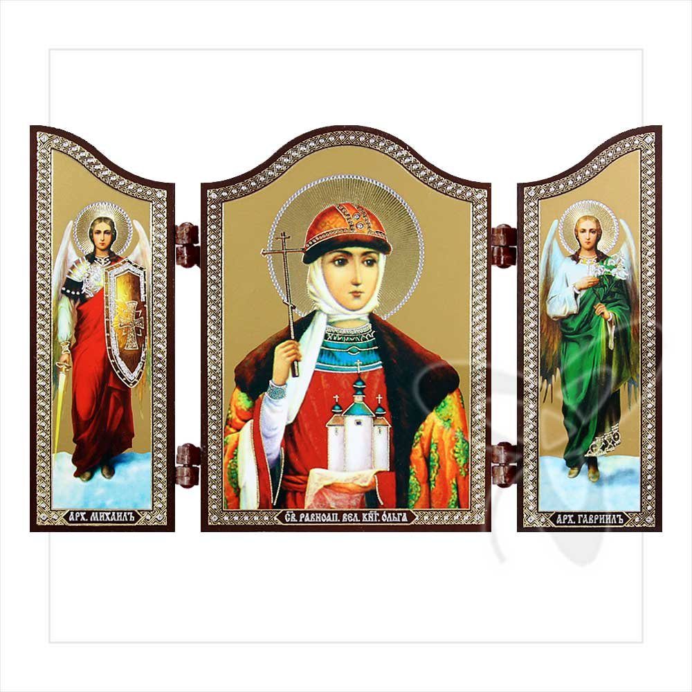 NKlaus Holzbild 1438 Fürstin Olga Christliche Ikone Княжна Ольга И, Triptychon