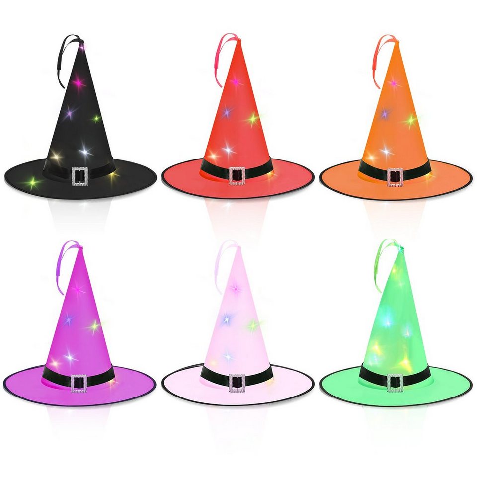 Clanmacy Hexen Kostüm 6x Hexenhut Halloween Dekorationen Mit Led
