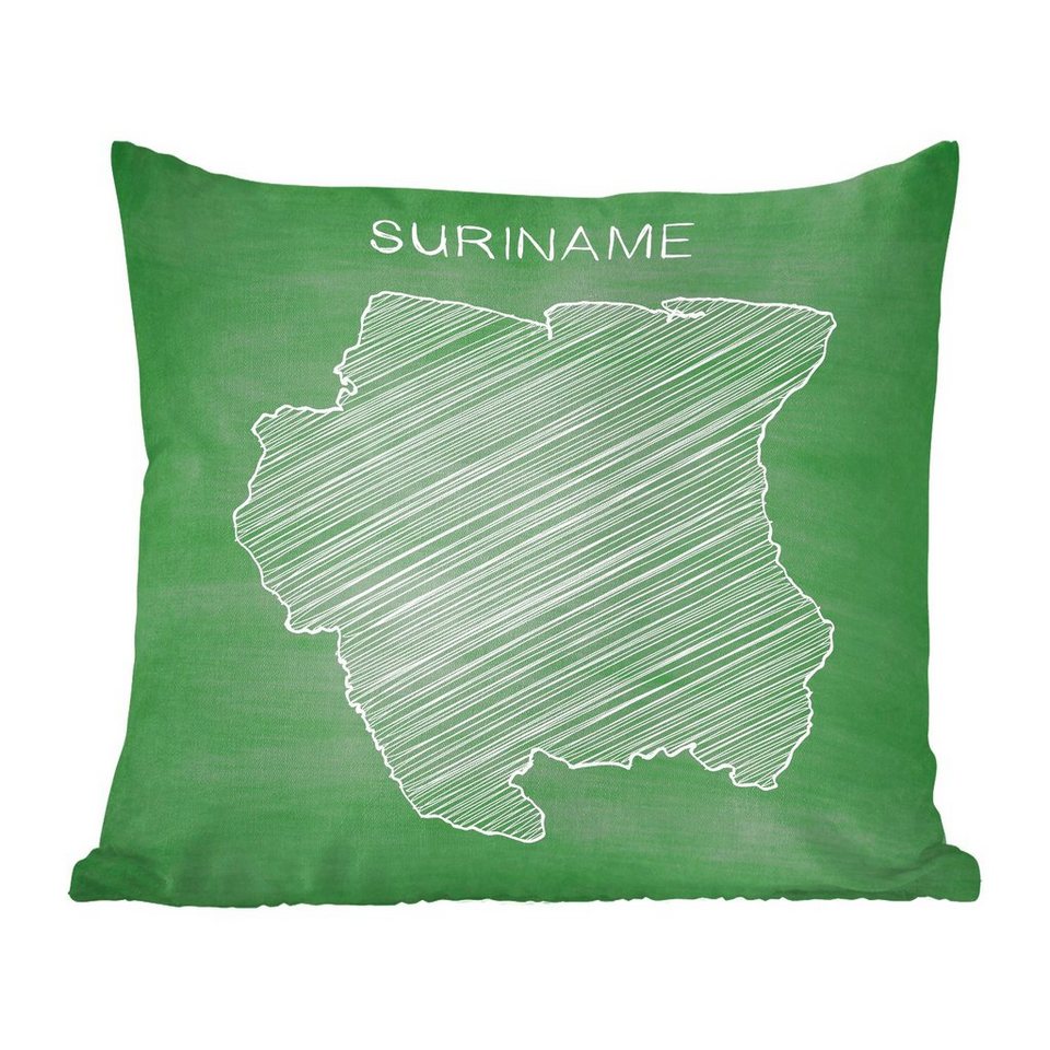 Muchowow Dekokissen Illustration Einer Karte Von Suriname Auf Einer
