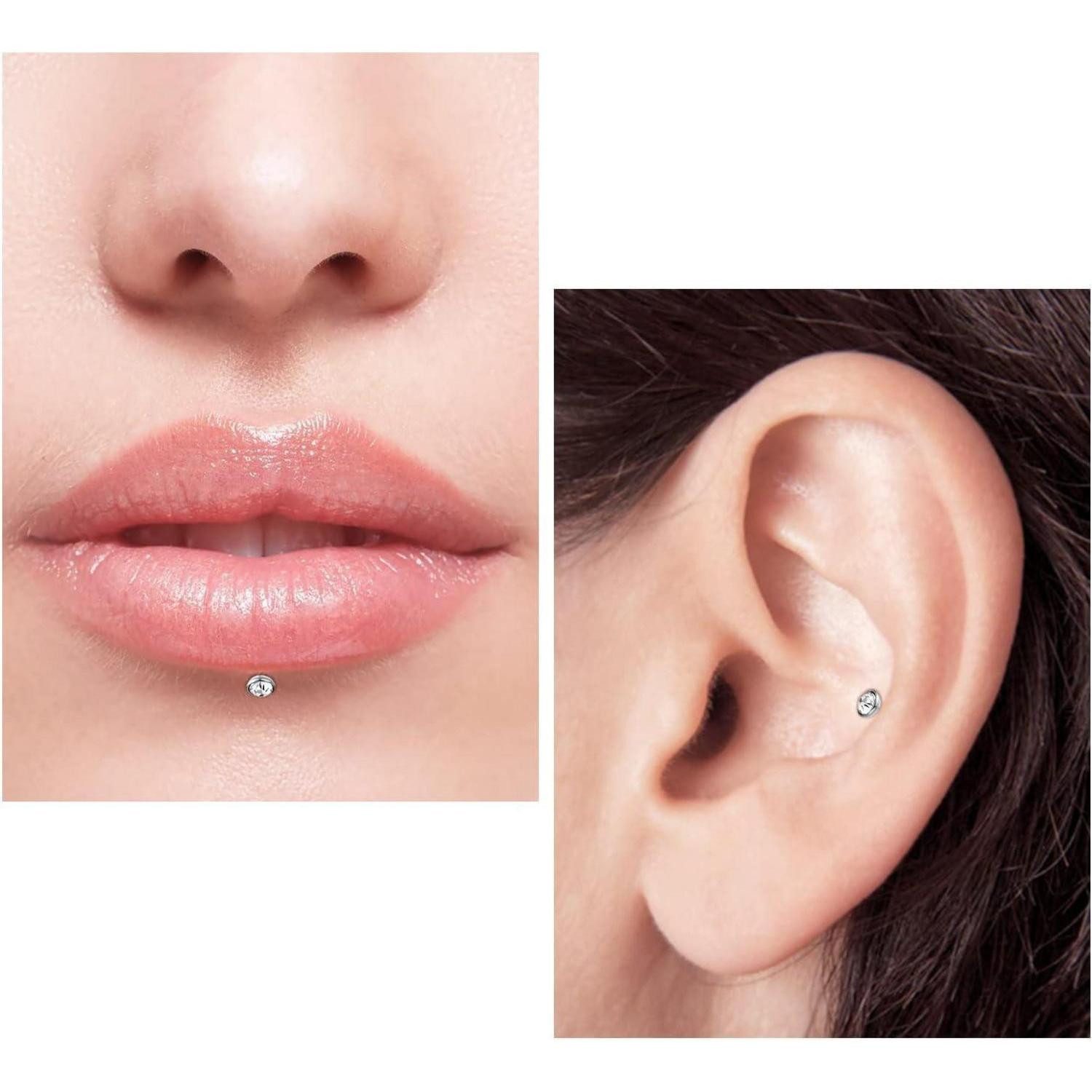 LuxusKollektion Piercing-Set Piercing Tragus Helix Labret Edelstahl ...