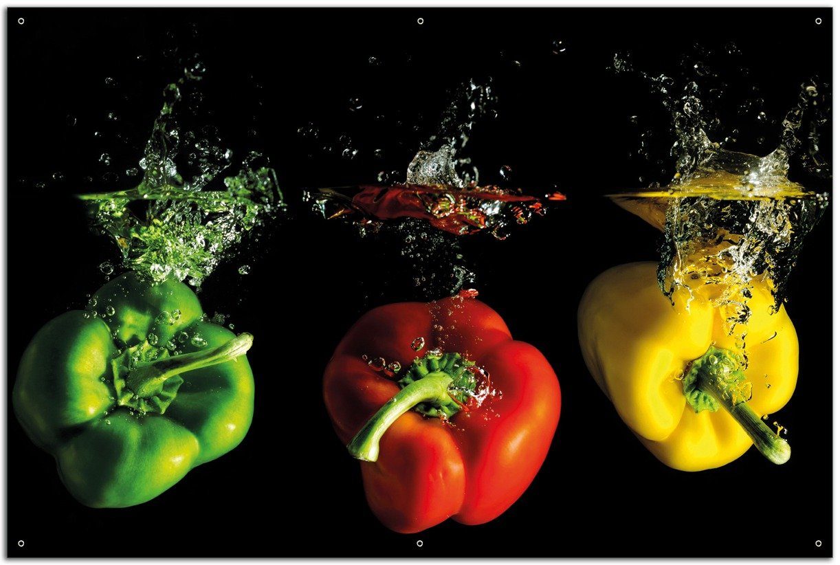 Wallario Sichtschutzzaunmatten Bunte Küche Paprika In Rot Gelb Orange
