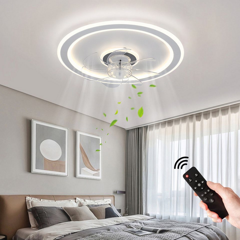 Jdong Deckenventilator Mit Beleuchtung Leise 54w Dimmbar Deckenleuchte
