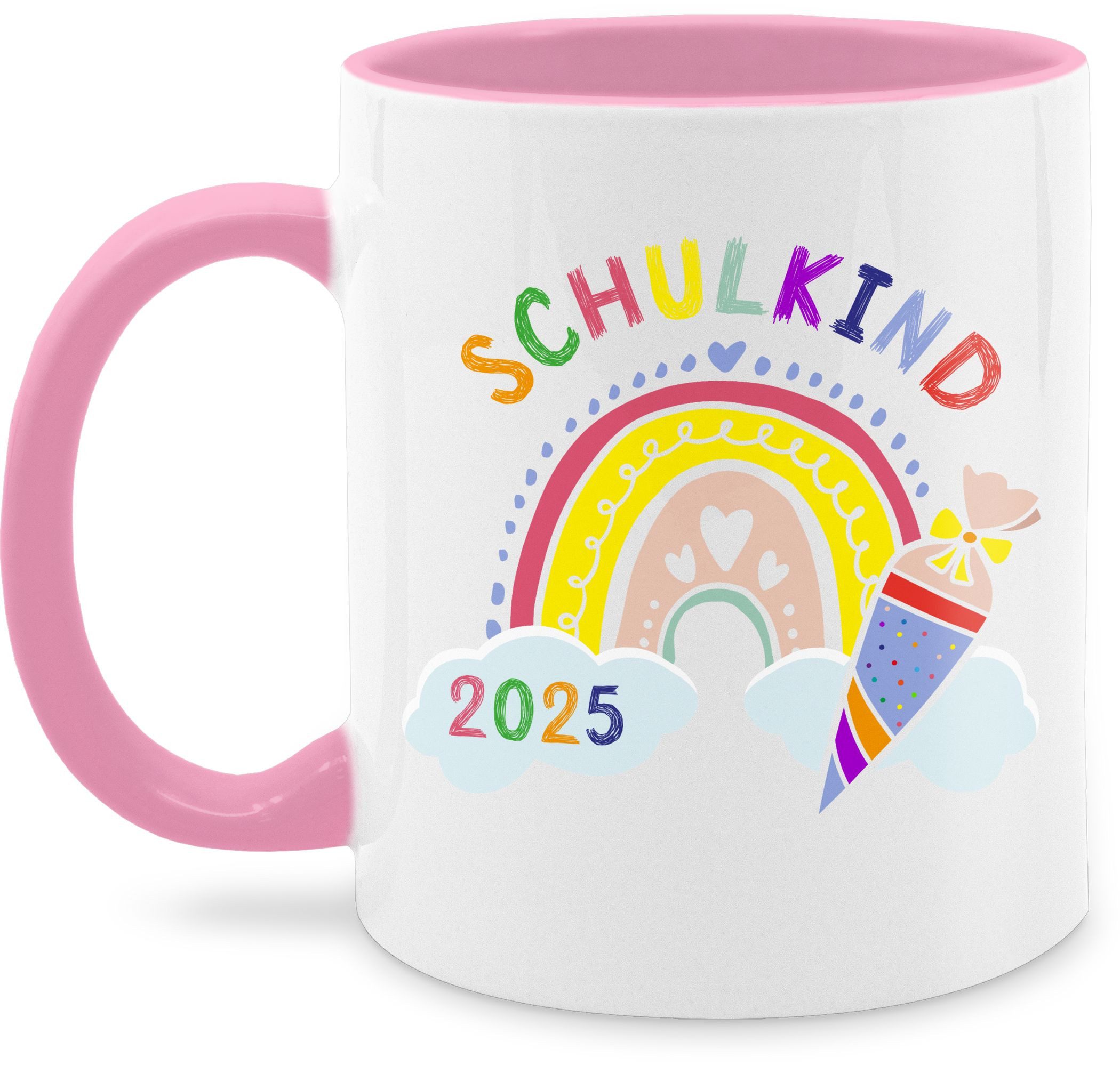 Shirtracer Tasse Regenbogen Schulkind 2025, Keramik, Einschulung Geschenk Tasse