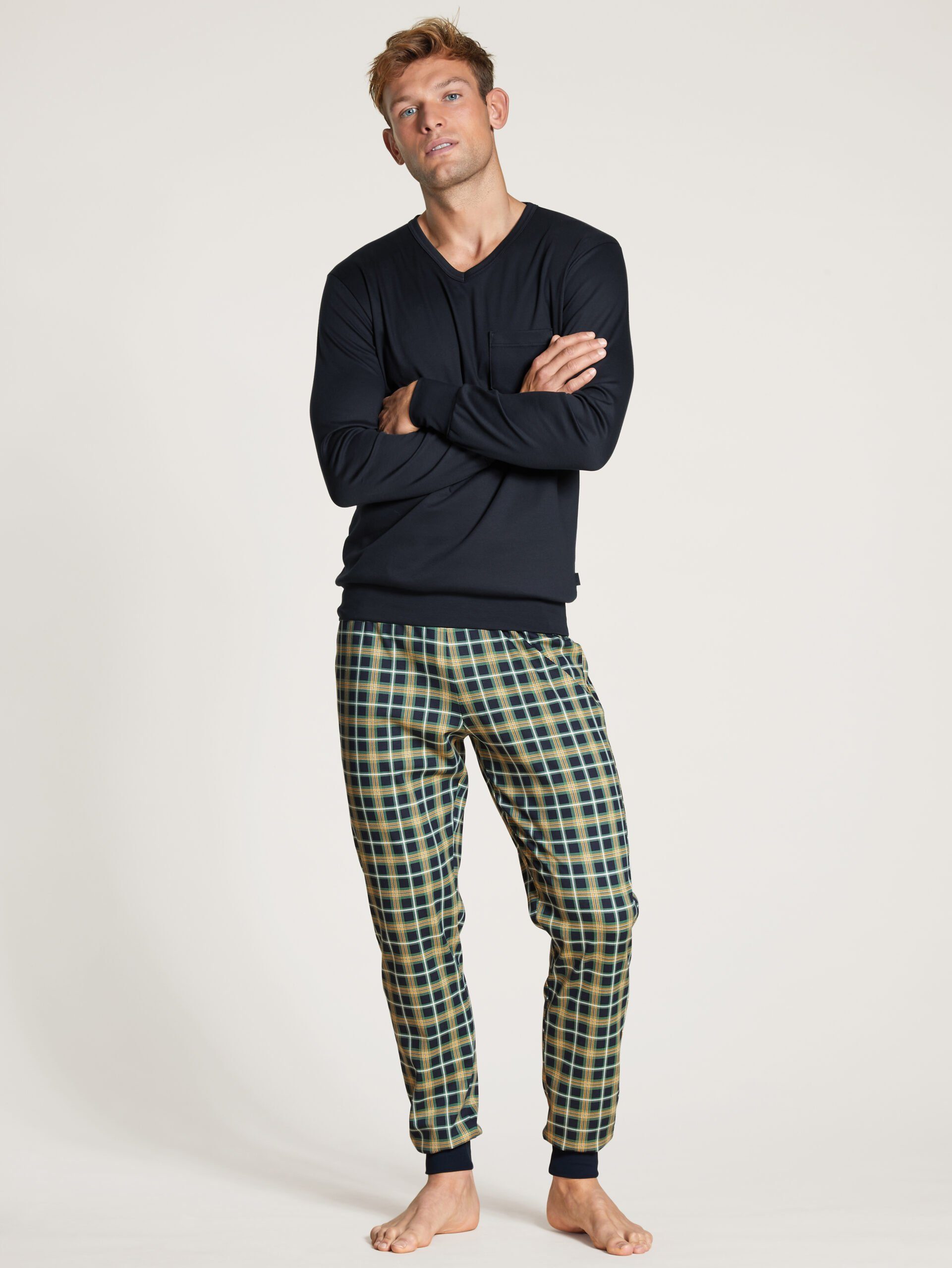 Calida Pyjama Calida Herren Bündchenpyjama 42385 Dark Sapphire 1 Stück 1 Tlg 1 Stück