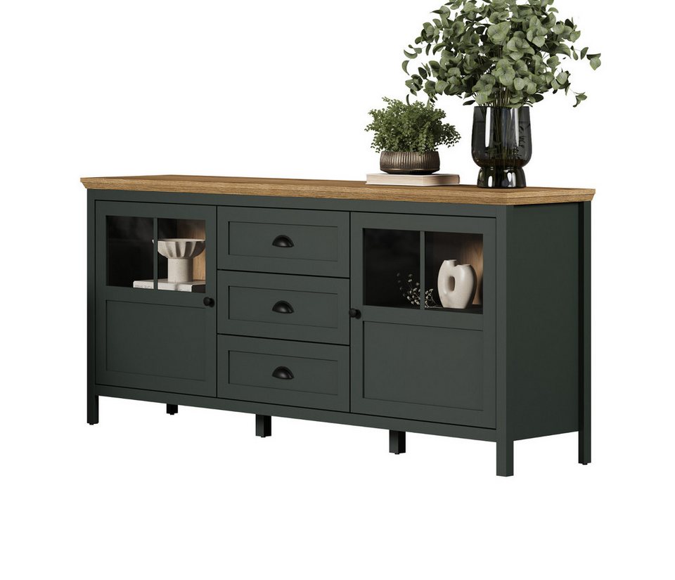 Furndesign Sideboard Stanton Anrichte In Landhaus Grün Mit Eiche