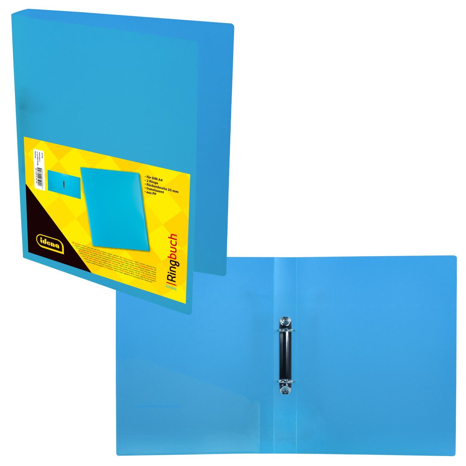 Idena Hefter Idena 224339 - Ringbuch DIN A4, aus PP, 2 Ringe, 35 mm Rückenbreite, Schnellhefter