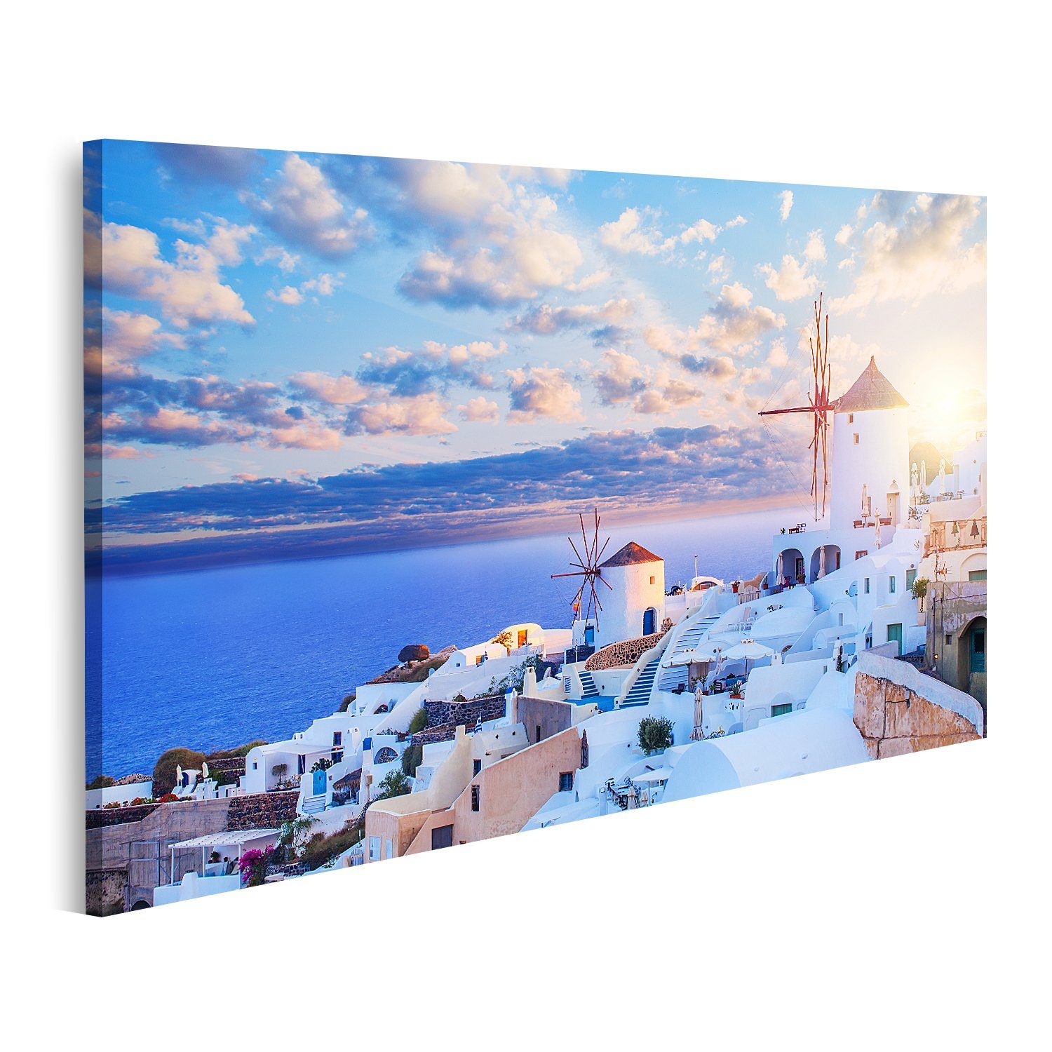 islandburner Leinwandbild »Bild auf Leinwand Santorini Skyline Schöne Santorini Landschaft gegen ...