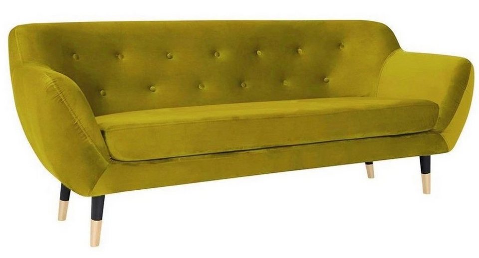 Jvmoebel Sofa Gelber Chesterfield Dreisitzer Sofa Stoff Design Couchen