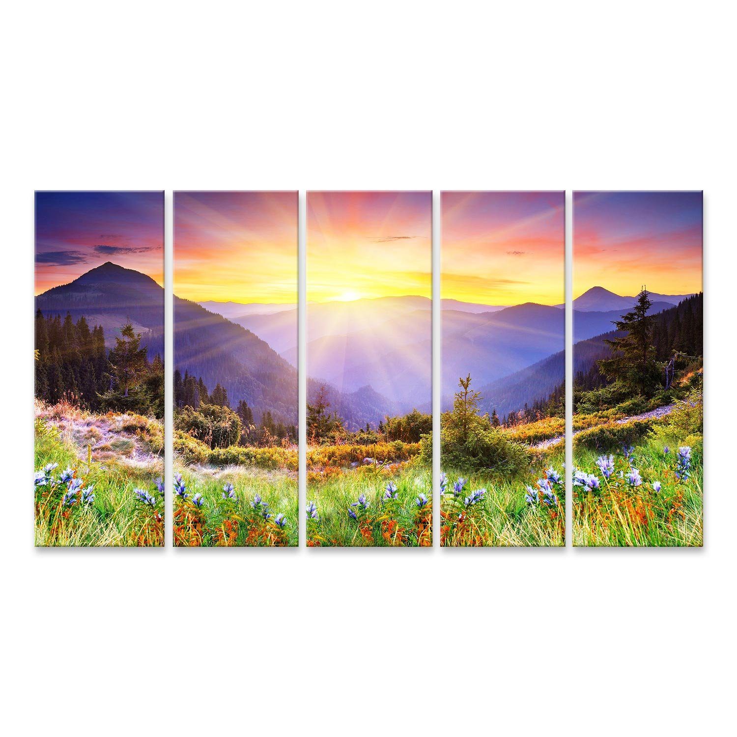 islandburner Leinwandbild Bild auf Leinwand Majestic Sonnenuntergang In Den Bergen Landschaft Hd