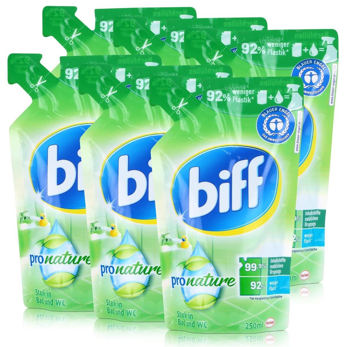 biff Biff pro nature Nachfüllbeutel 250ml - Stark in Bad & WC (6er Pack) Badreiniger