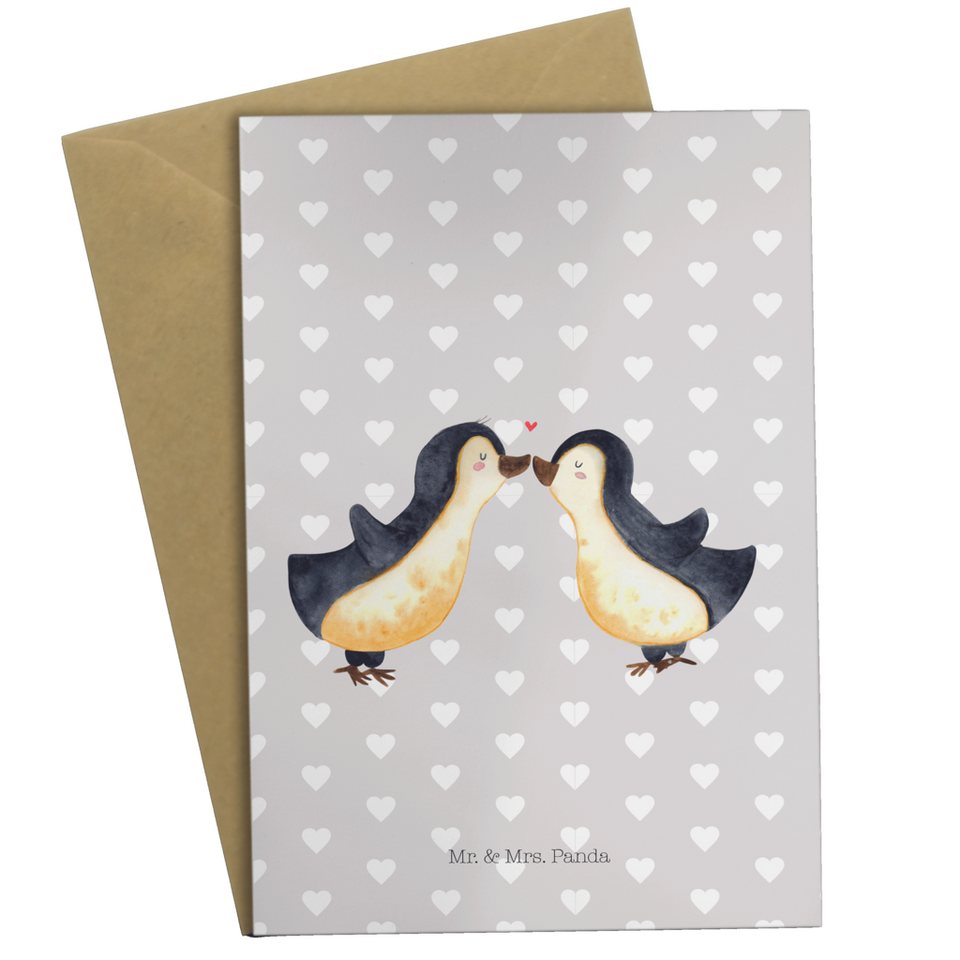 Mr And Mrs Panda Grußkarte Pinguin Liebe Grau Pastell Geschenk
