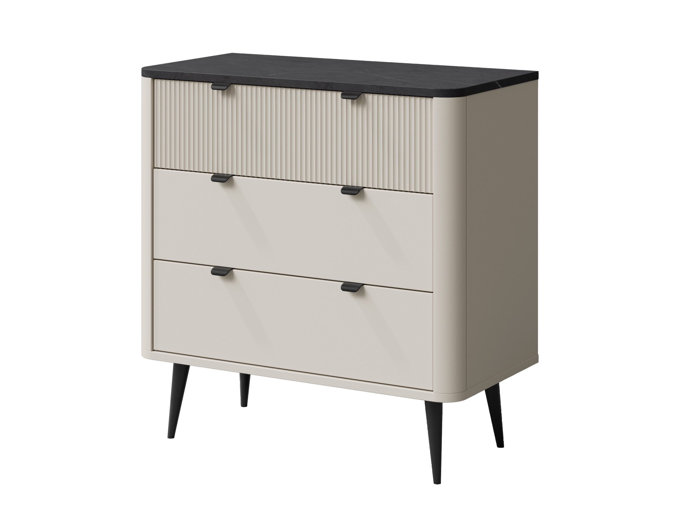 Compleo Kommode schmal, 90 cm breit, Sideboard mit 3 Schublade LILIA ...
