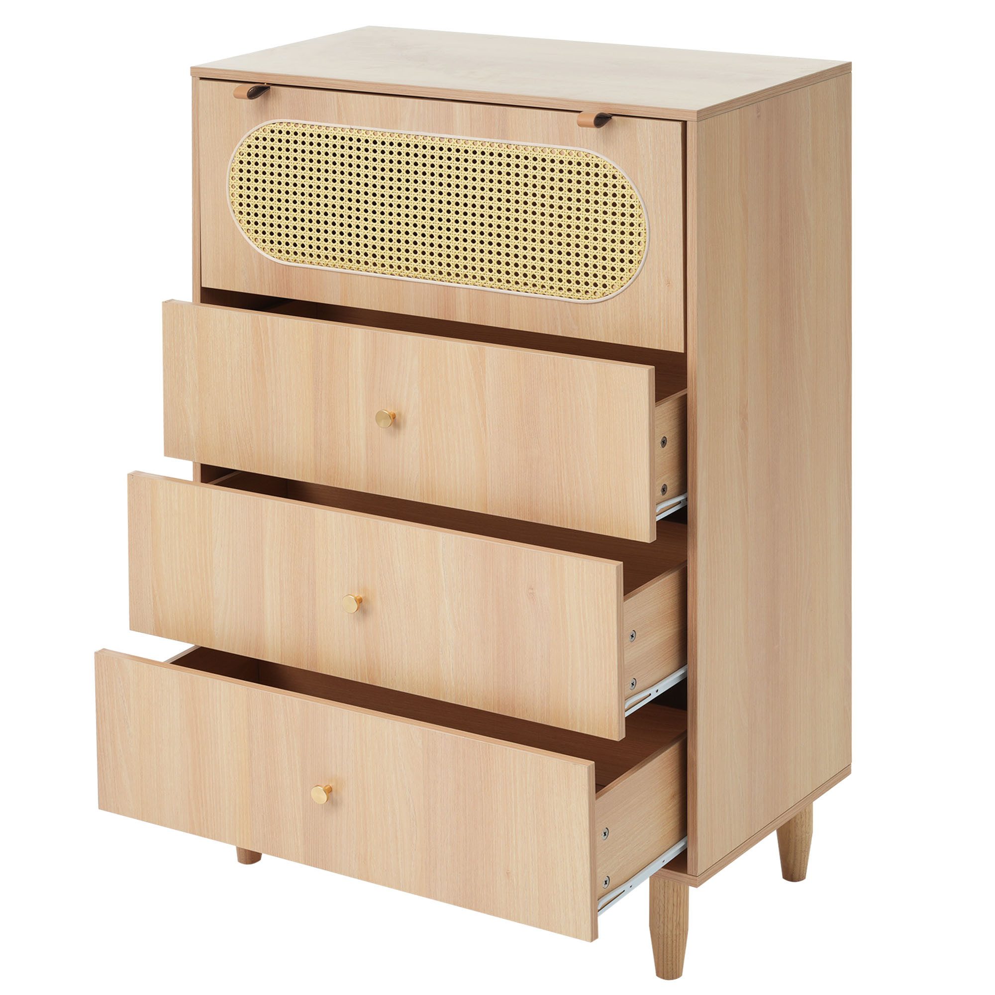 Dopwii Sideboard Holz Anrichte120 Cm Hoch3 Schubladenrattan Türen