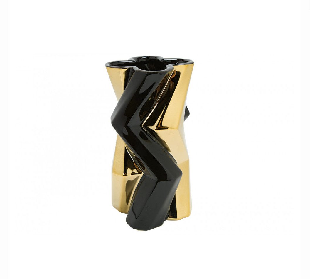 Gilde Dekovase Vase Canto Schwarz Gold Gerade Höhe 195cm Oder 25cm