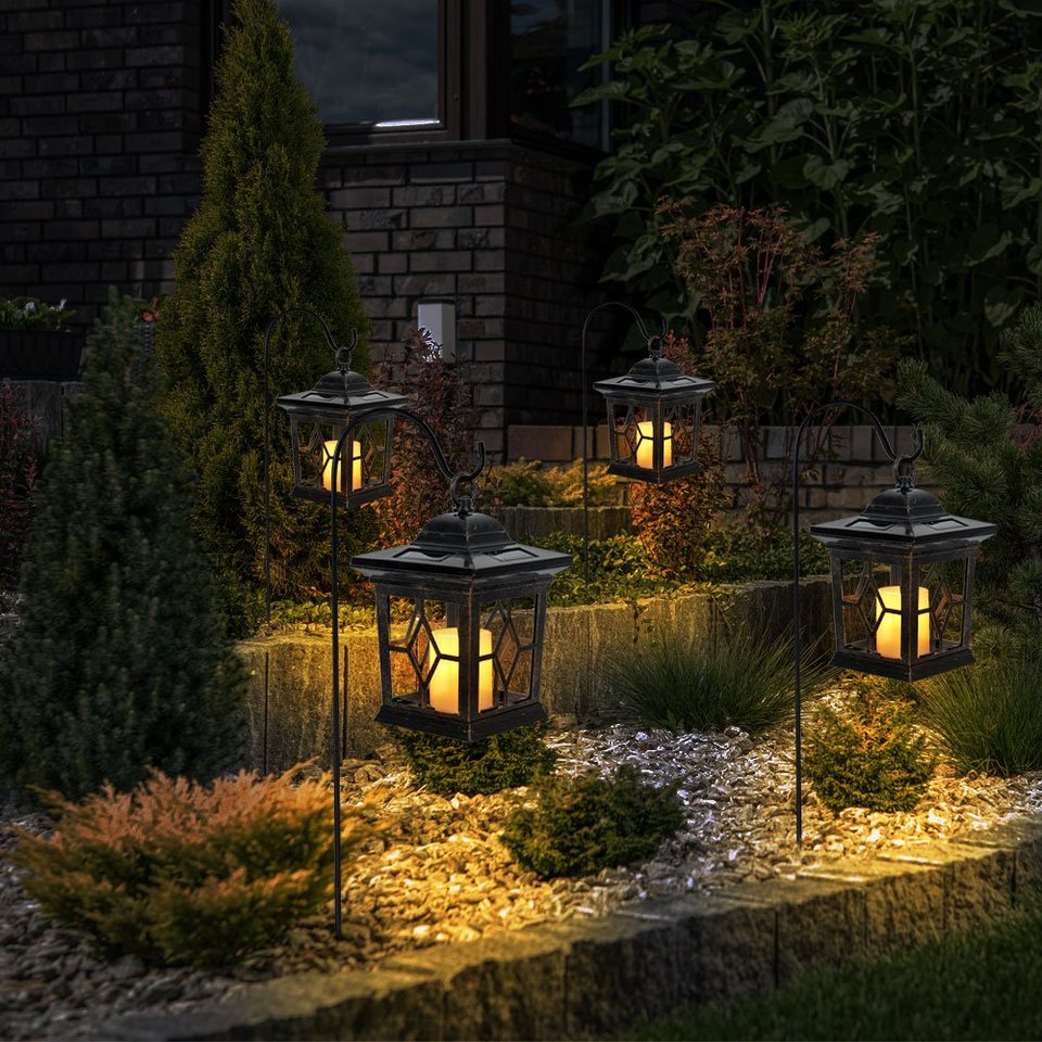 Etc Shop Led Gartenleuchte 4er Set Led Solar Steck Steh Lampen Garten