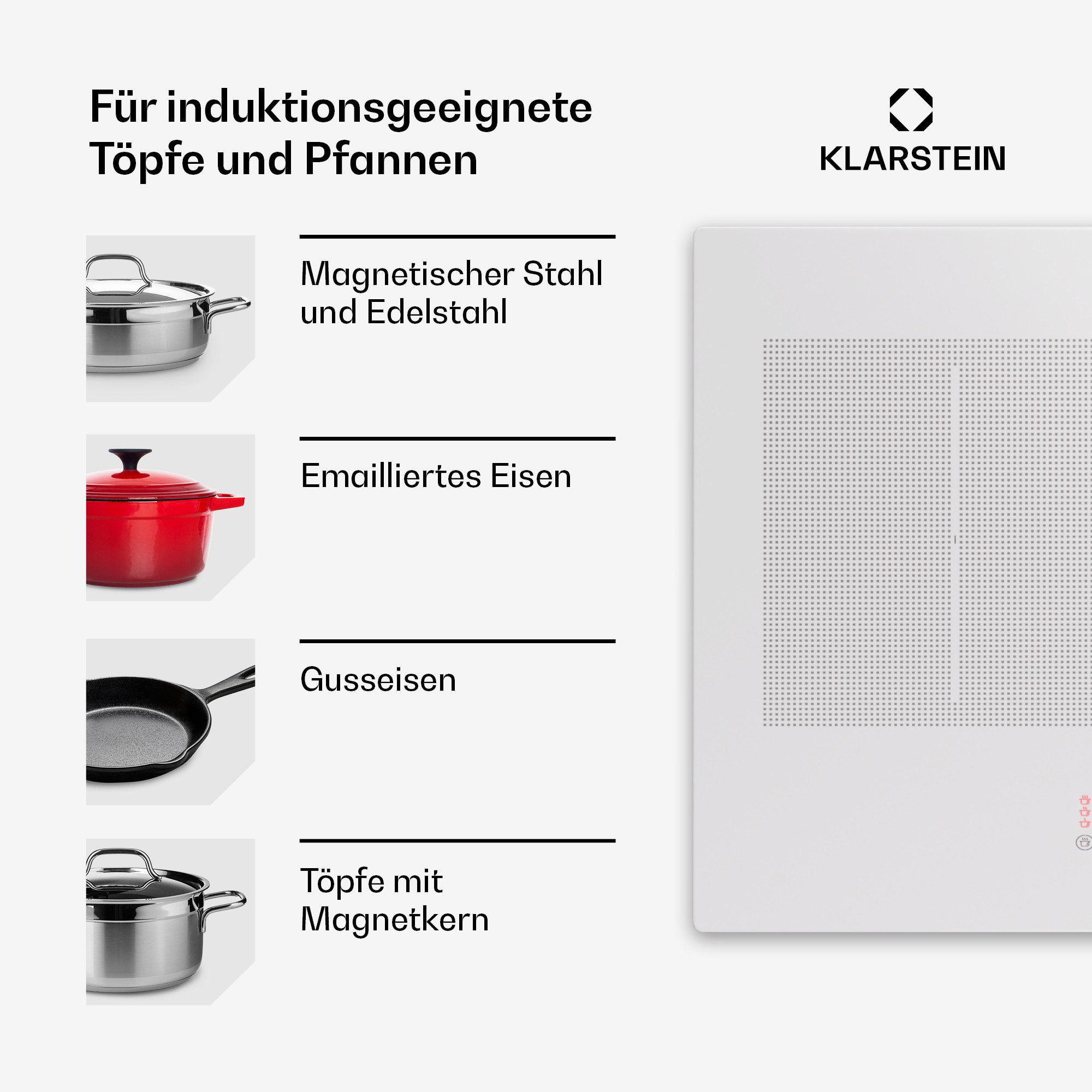 Klarstein Induktions-Kochfeld Masterzone CP14-Mstrzone-90SF-W ...