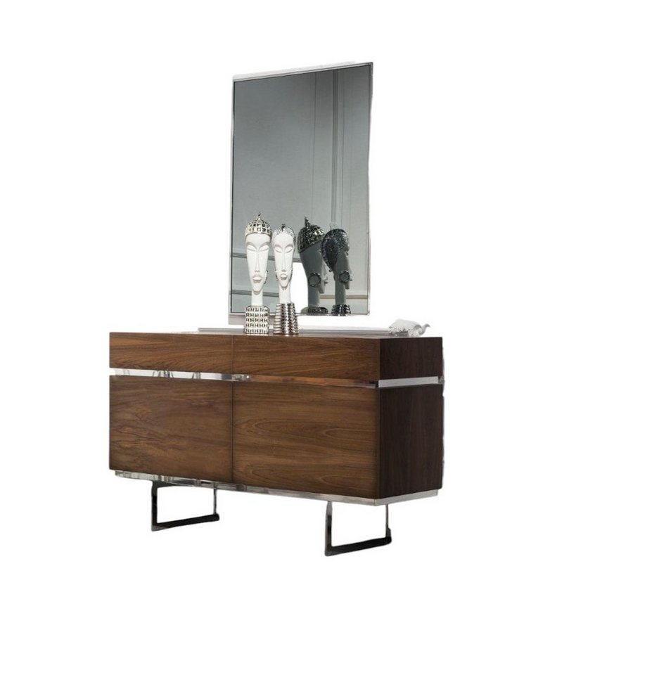 Jvmoebel Kommode Kommode 130cm Sideboard Mit Spiegel 2tlg Set Braunes