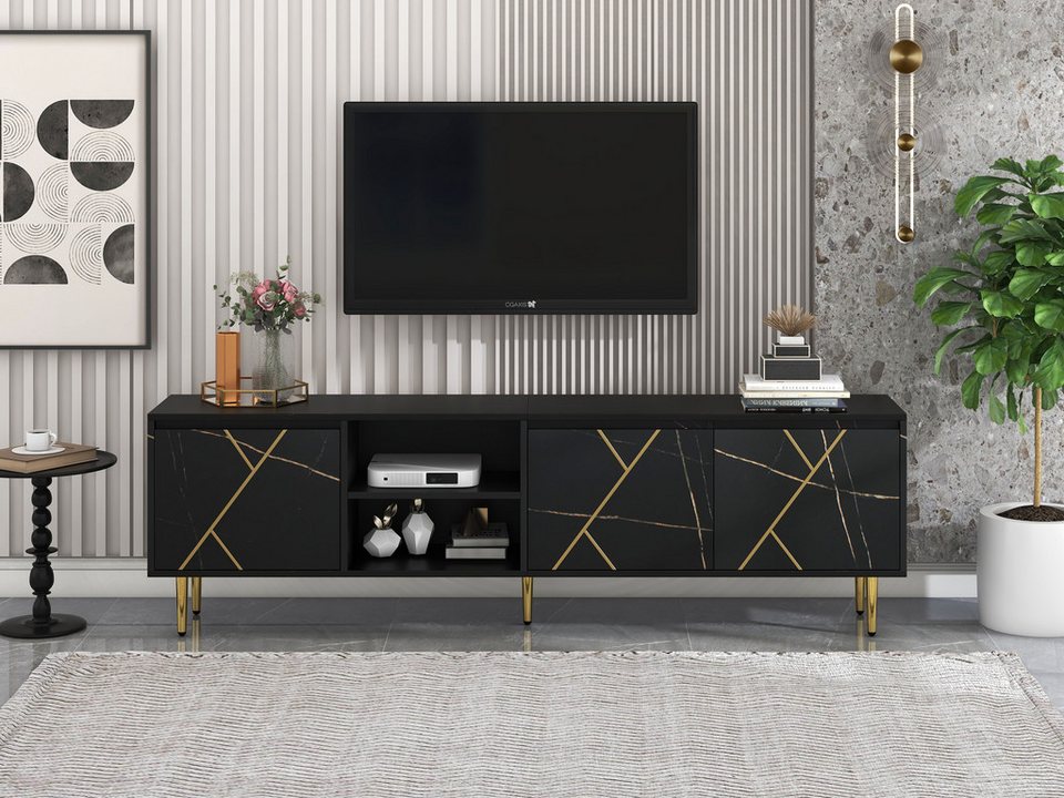 Rutaqian Tv Schrank Großer 200x35x60 Cm Tv Schrank Für 90 Zoll
